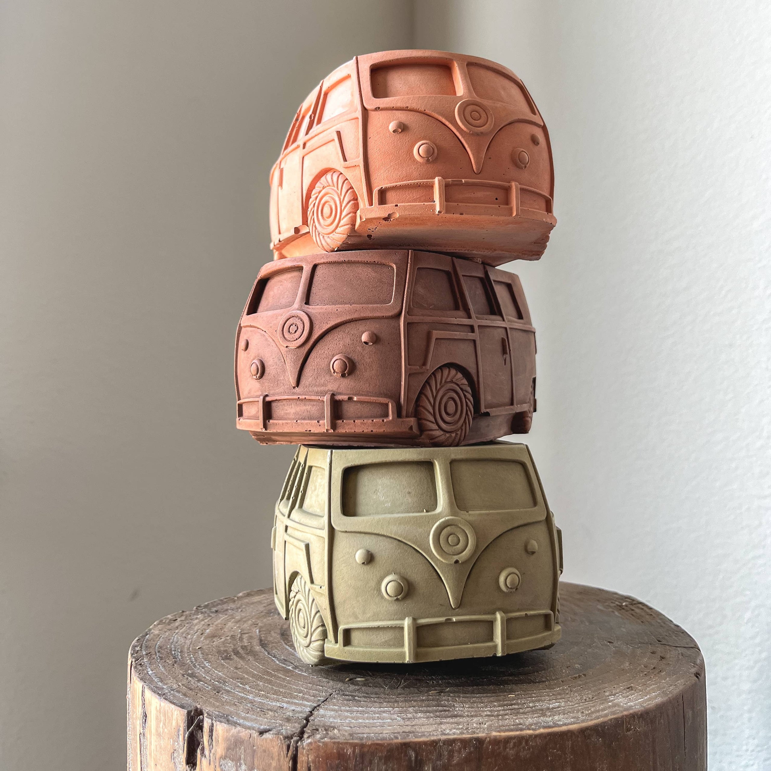 VW Bisop Bus Planter: Terracotta | Evergreen Garden Center