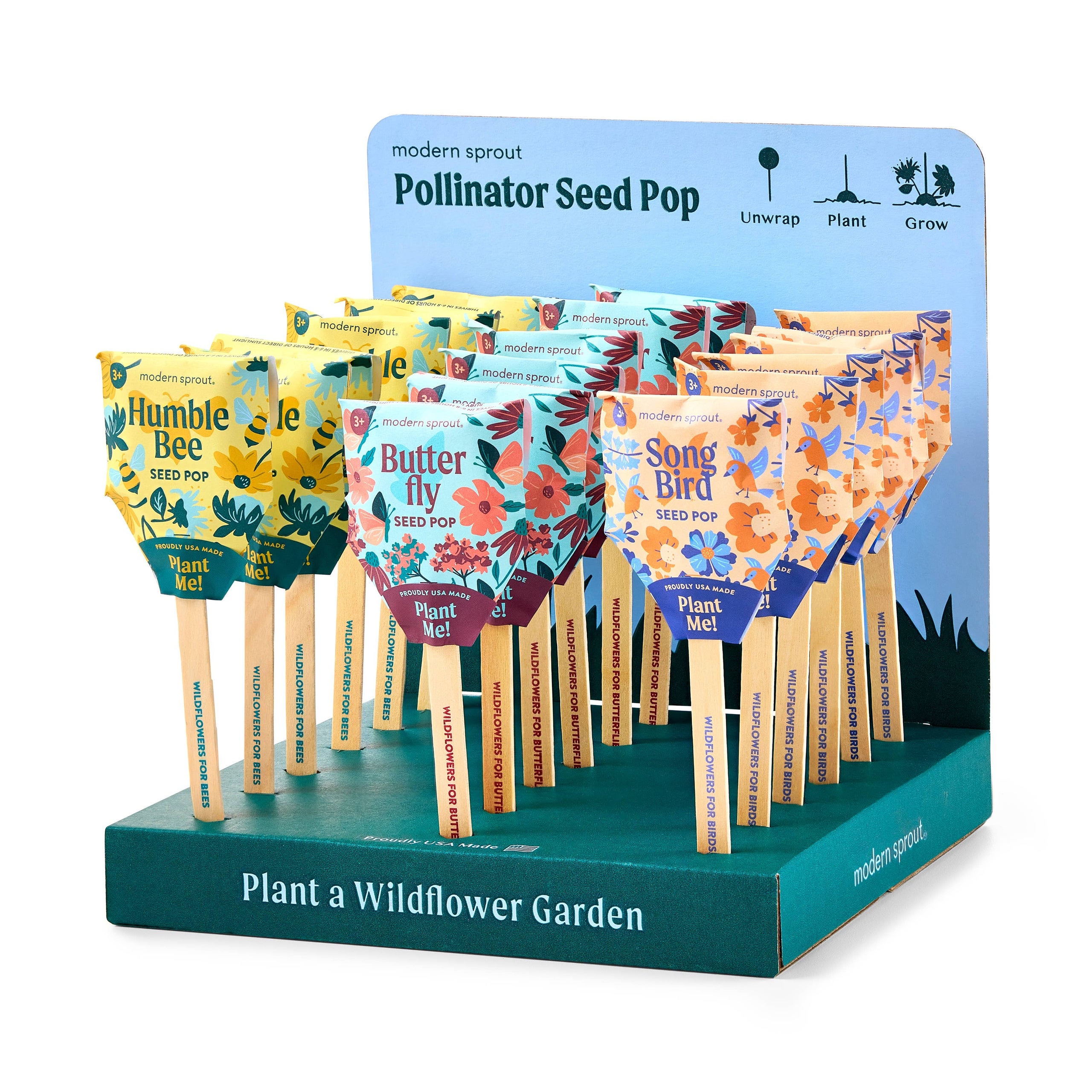 Pollinator Seed Pops - 18 Pk + Display | Evergreen Garden Center